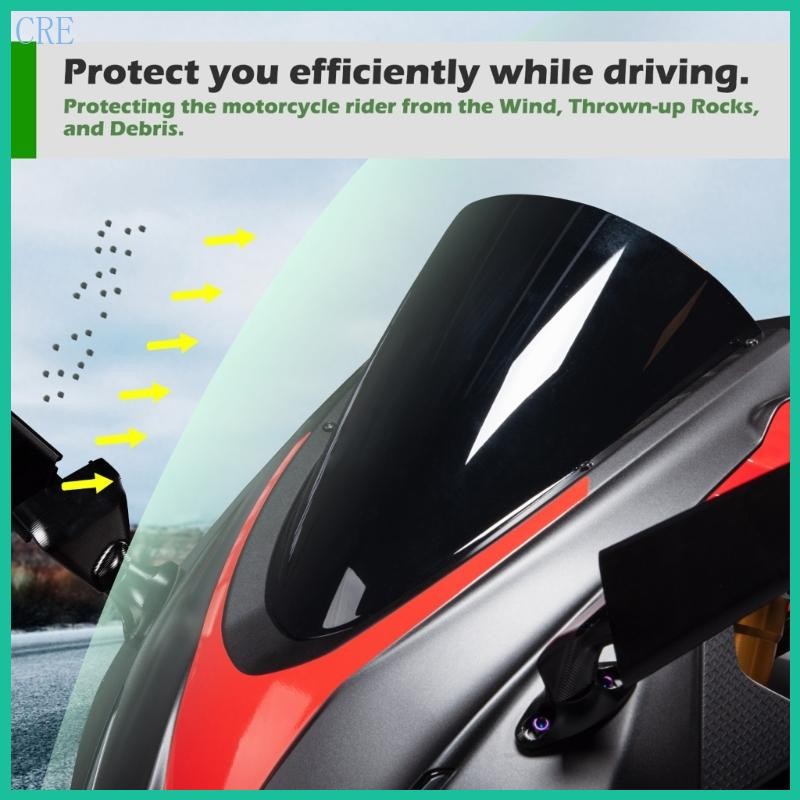CRE Motorcycle Clear Adjustable Windscreen Wind Deflector Windshield ...