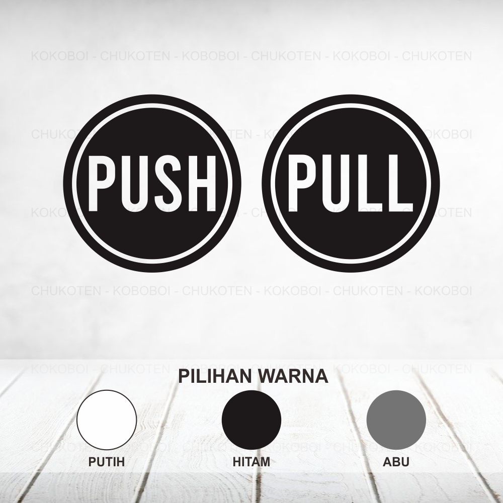 Round Push Pull Stickers for Glass Doors, Cafe Stickers, Signs, Logo ...
