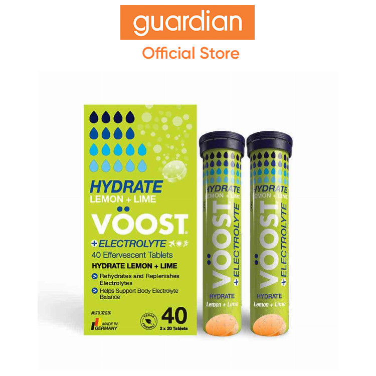 VOOST Hydrate Lemon + Lime Effervescent Electrolyte Supplement 40 tabs ...