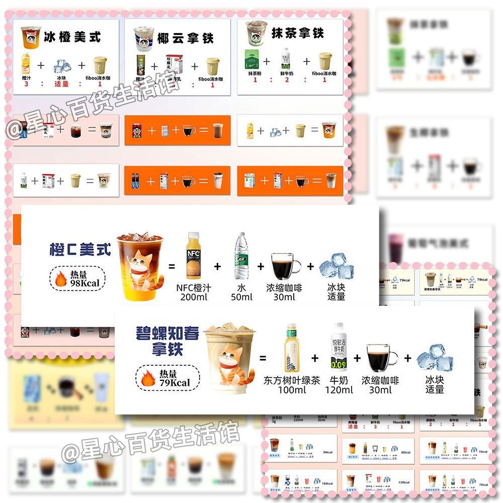 Shopee Best Seller 170pcs Coffee Stickers Set, DIY Coffee Formula Guide ...