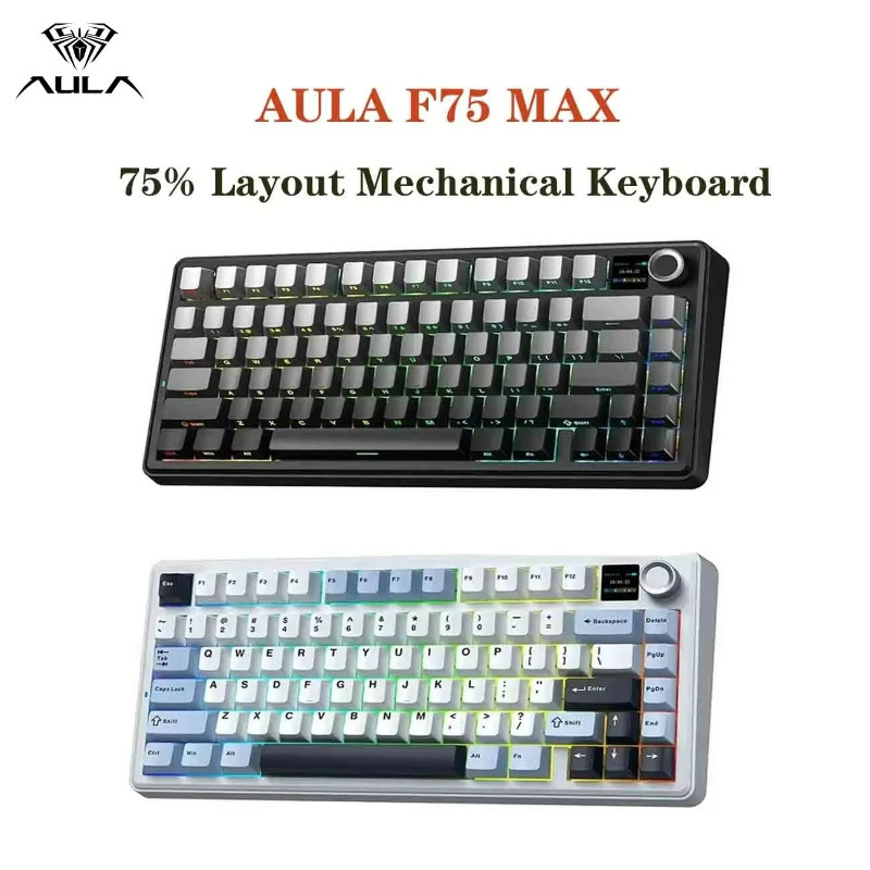 AULA F75 MAX Wireless Mechanical Keyboard with TFT Screen Knob 75% ANSI ...