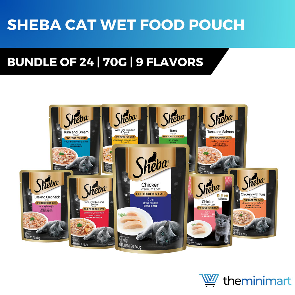 [Bundle of 24] Sheba Cat Wet Pouch Food 70g - Luxurious, Premium ...