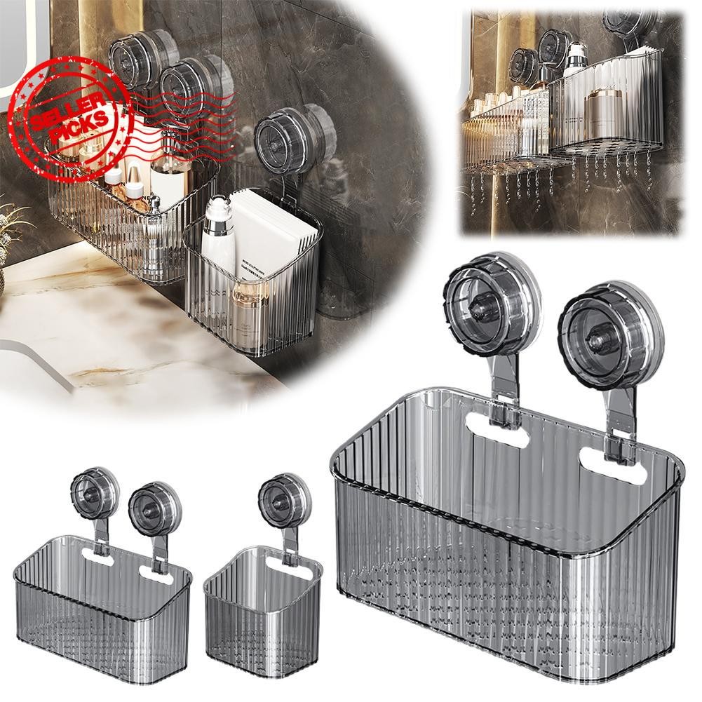 Suction Cup Shelf Storage Rack No Punching Wall Mounted Cosmetic ...