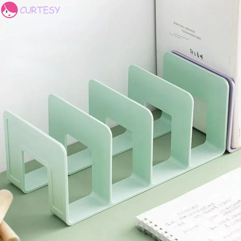 CURTESY Desktop Bookends, 4 Grid Bookshelf Divider Book Stand, File ...