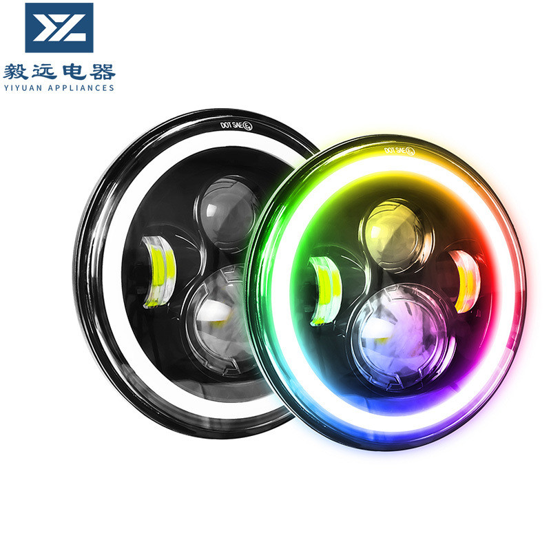 led Colorful Car Lights7Inch rgb Wrangler Headlight Car led Off-road ...