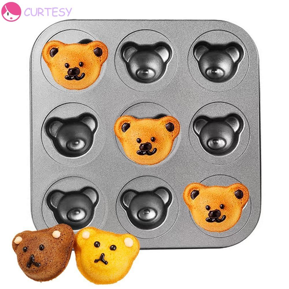 CURTESY Muffin Cakes Mold, Easy To Demould Non-stick Bear Madeleine ...