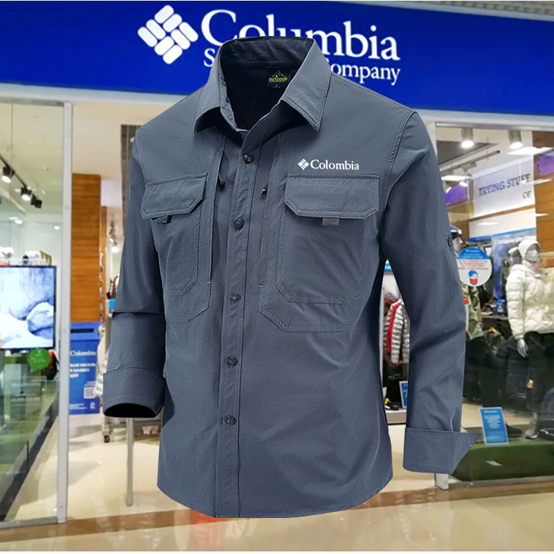 Columbia Long-Sleeved Shirt Men's Spring Autumn Outdoor Casual Quick ...