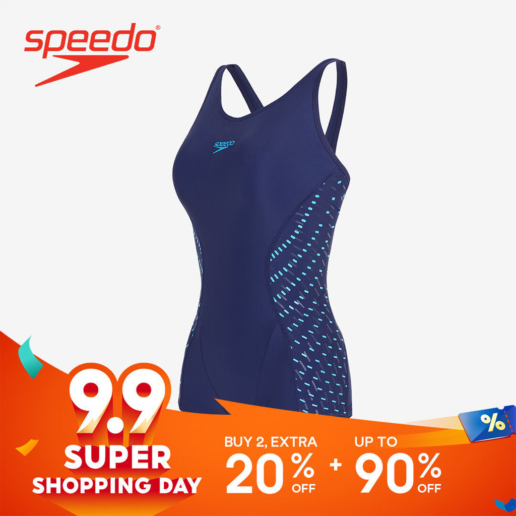 Speedo Women's Swimwear - Speedo Fit Extra Low Leg 1-Piece - Blue - 8 ...