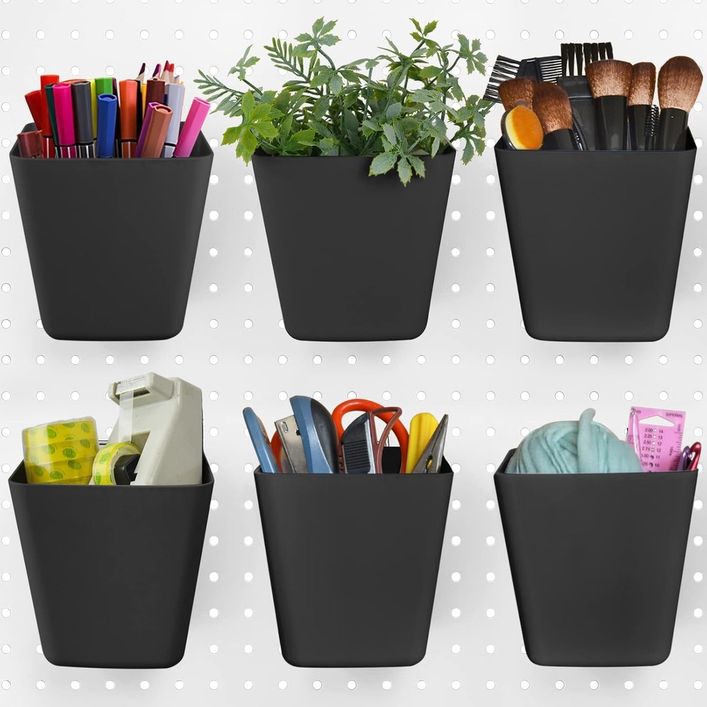 G.CORE Large Pegboard Cups Peg Board Storage Bin 6 Pack with Hooks ...