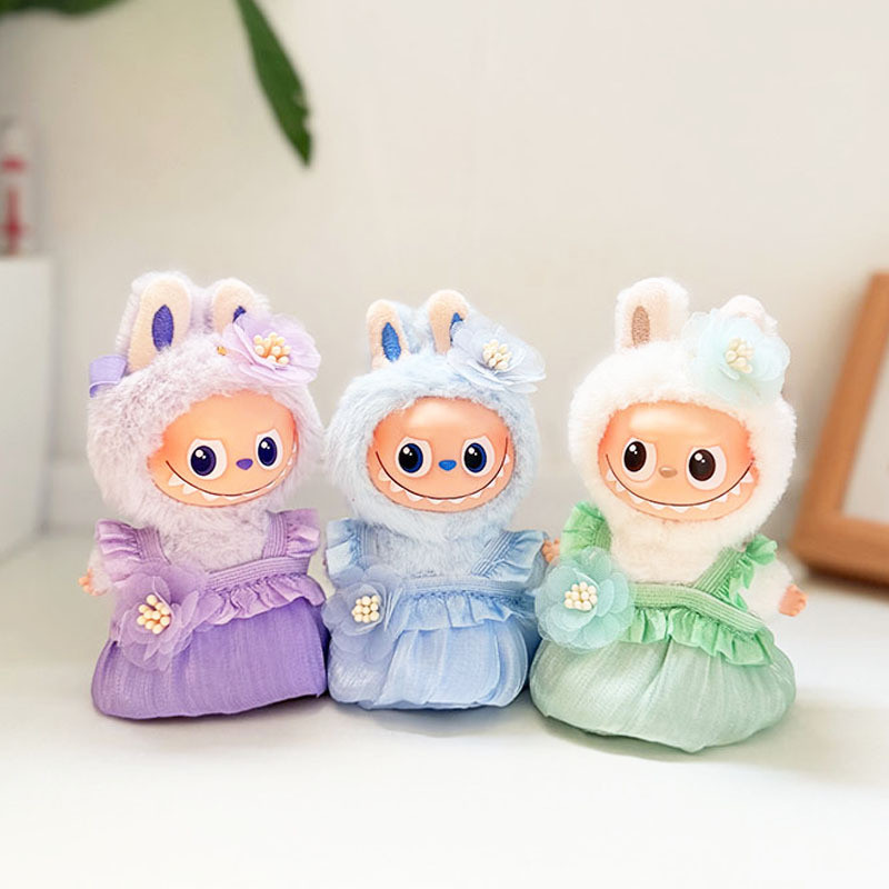 10cm Labubu V4 Mini Flower Bright Yarn Skirt Set (only Cloth) | Shopee ...