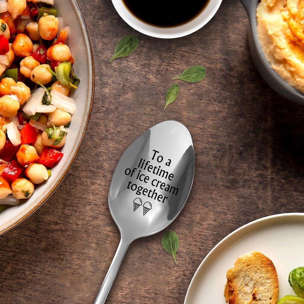 To a Lifetime of Ice Cream Together,Funny Engraved Stainless Spoon, Ice ...