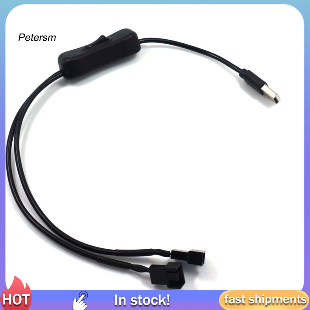 PP 5V 2 Way USB to 4 Pin Adapter Converter Cable PC Computer Fan ...