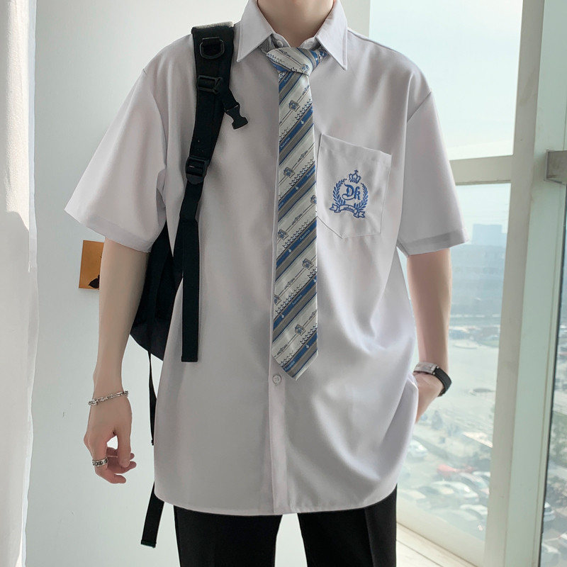 Dk Uniform Boys Summer Full Set Short Sleeve Embroidered Tie White ...