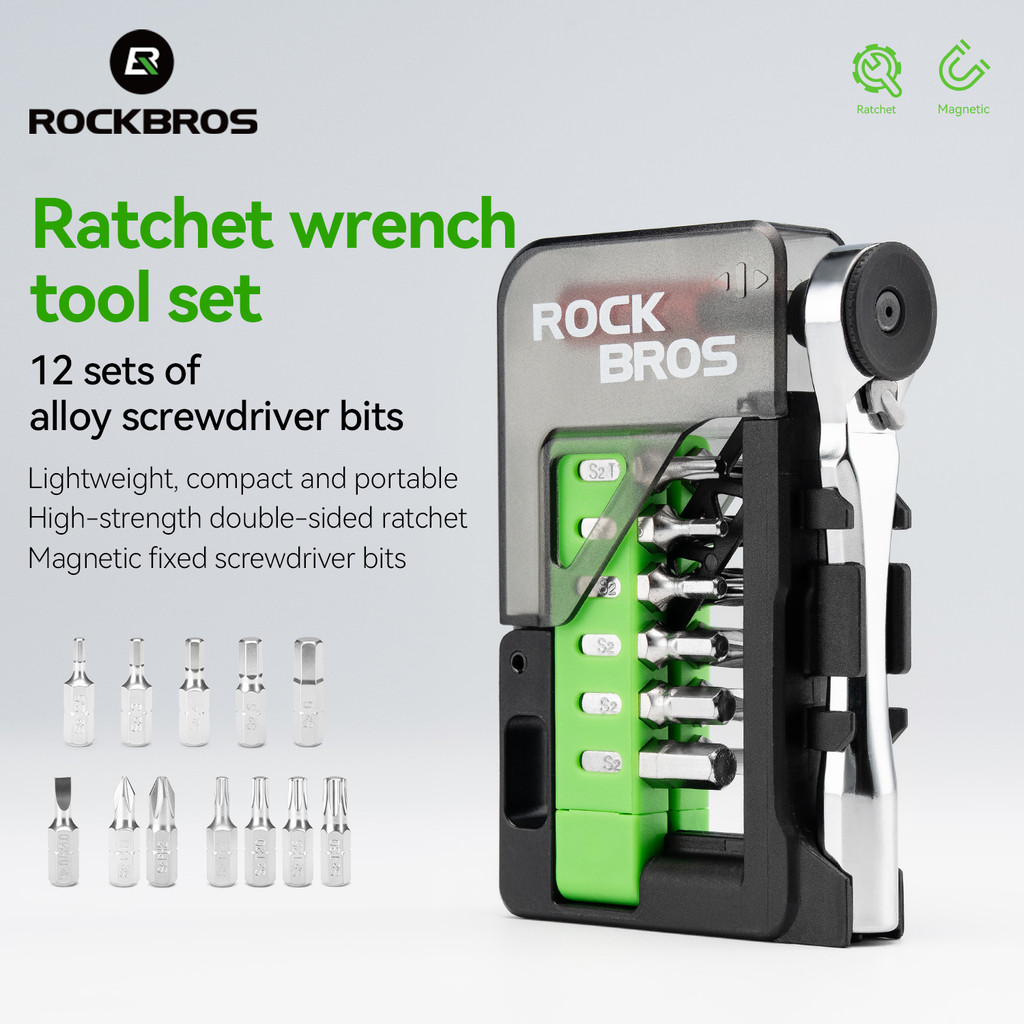 ROCKBROS 12-Piece Ratchet Wrench Set Aluminum Alloy Portable Bi ...