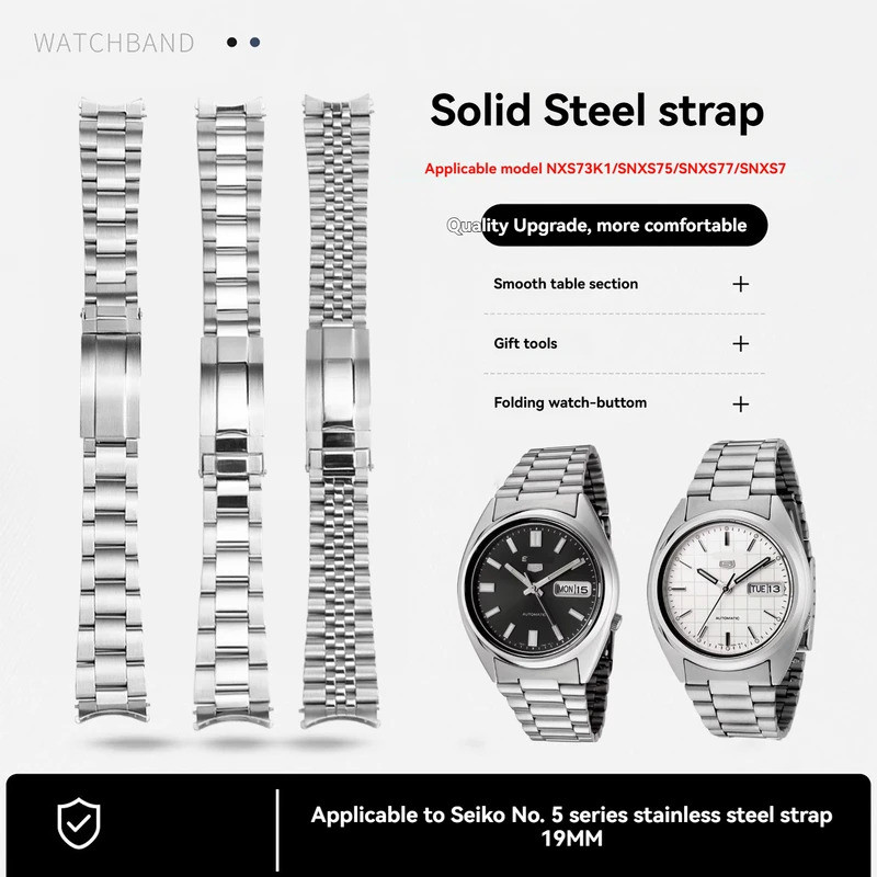 Stainless Steel Strap for Seiko No. 5 Sxns80 Snxs79 Snxs79k Snxs77 ...