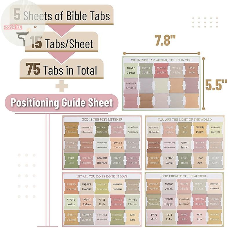 XOITU Bible Tabs,75 Tabs,Colorful,Laminated Bible Tabs For Women And ...