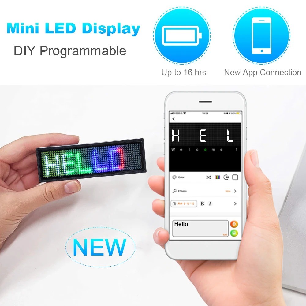 Rechargeable Upgrade bluetooth programming Digital LED Badge Insignia ...
