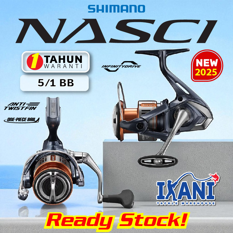 SHIMANO NASCI 2025 Spinning Fishing Reel salt water mesin mancing UL ...
