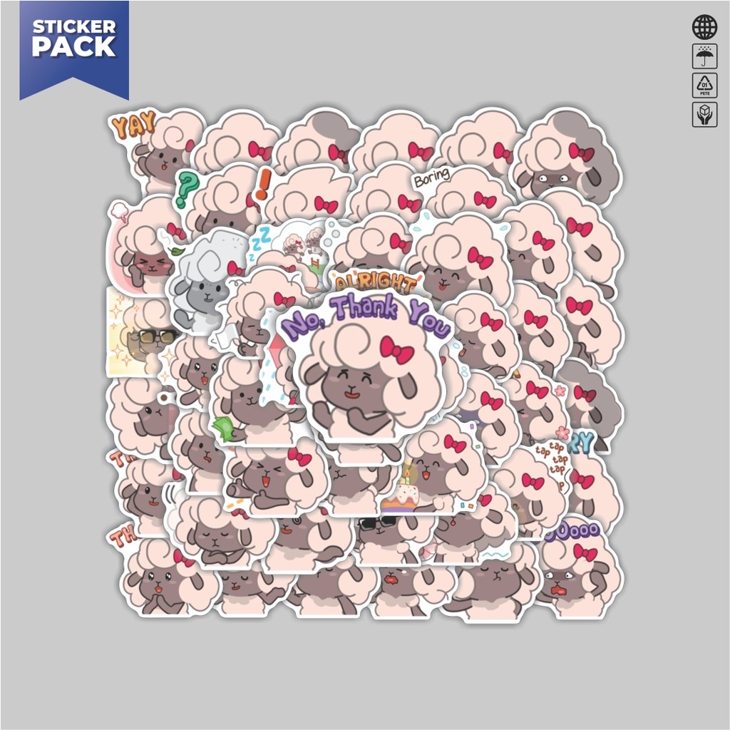 HP [100PCS] Sticker Pack Sherly Cute Sheep Aesthetic Vinyl Waterproof ...