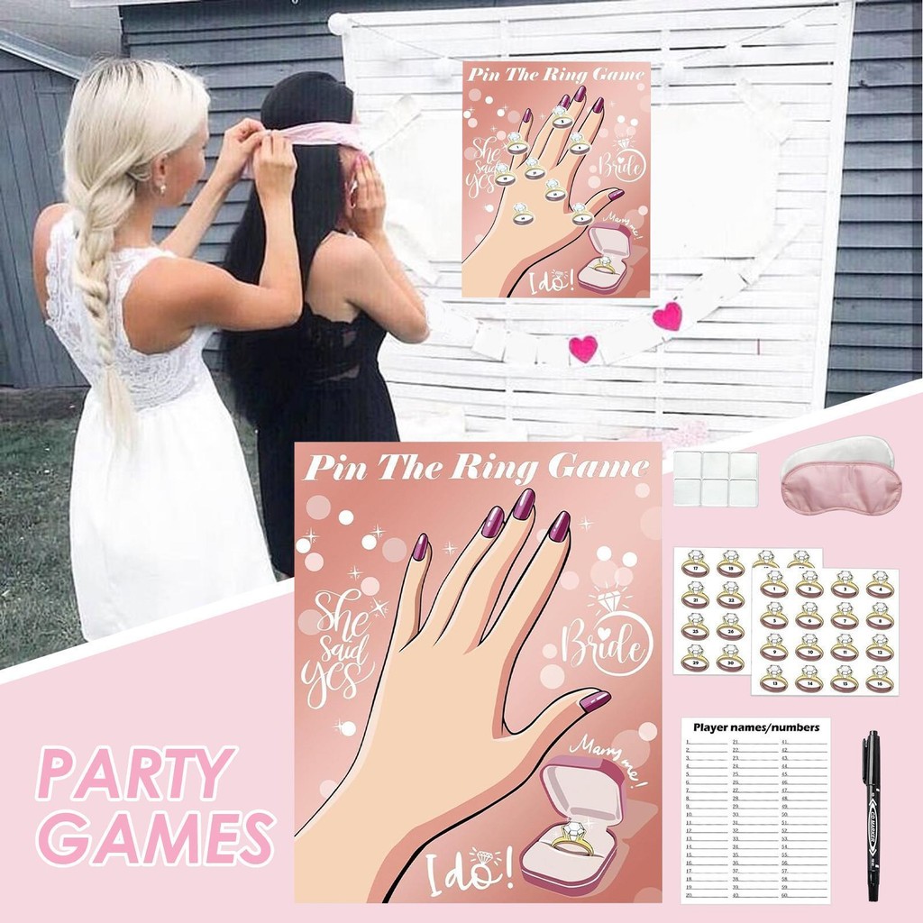 Bridal Shower Bachelorette Party Games Pin the Ring on the Bride ...