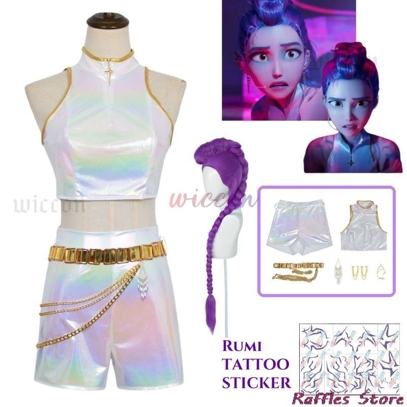 Huntrix Demon Hunter Cosplay Costume - Full Set with Wig, K-pop ...