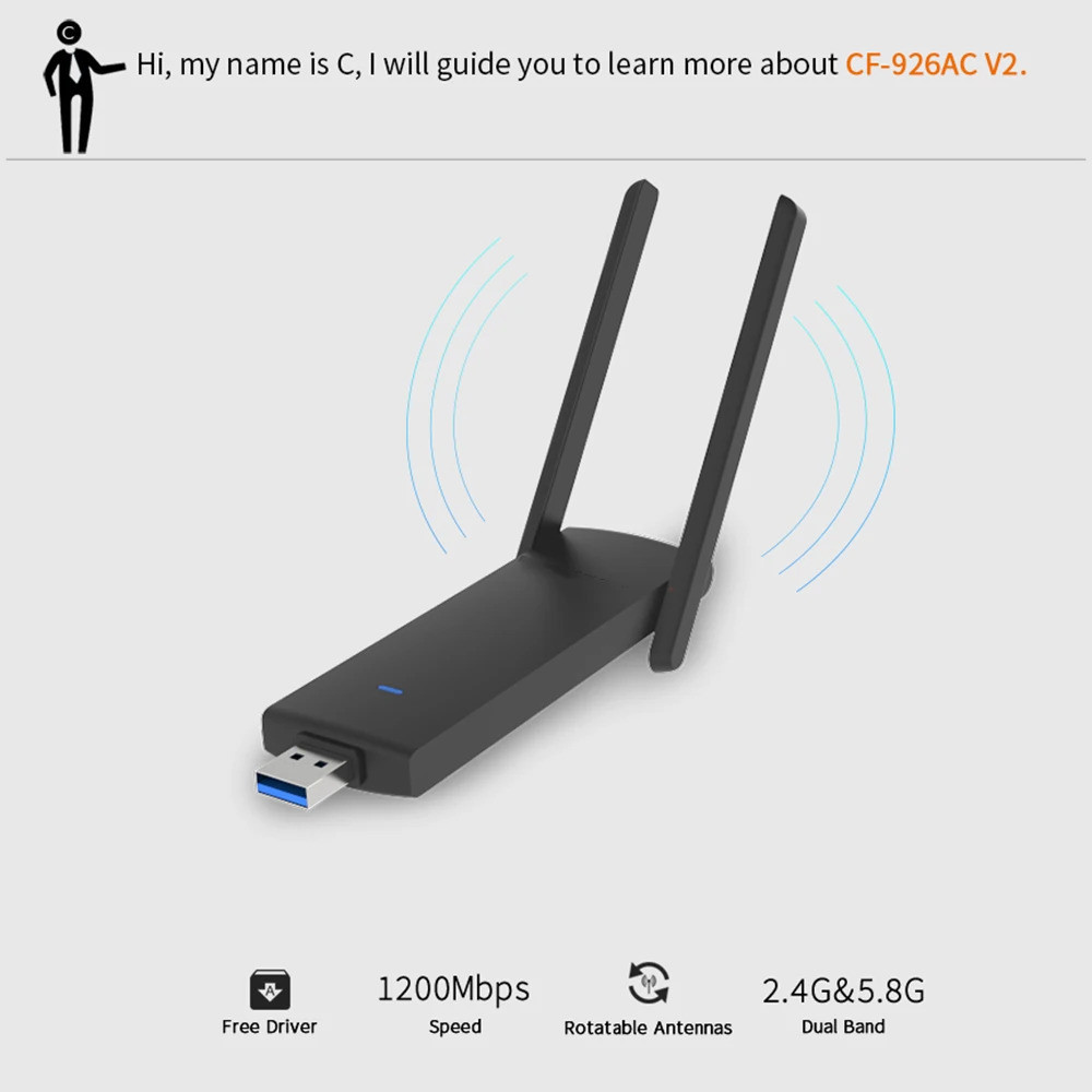 WiFi Repeater 1200Mbps Long Range Dual Band 2.4GHz/5GHz USB Wireless ...