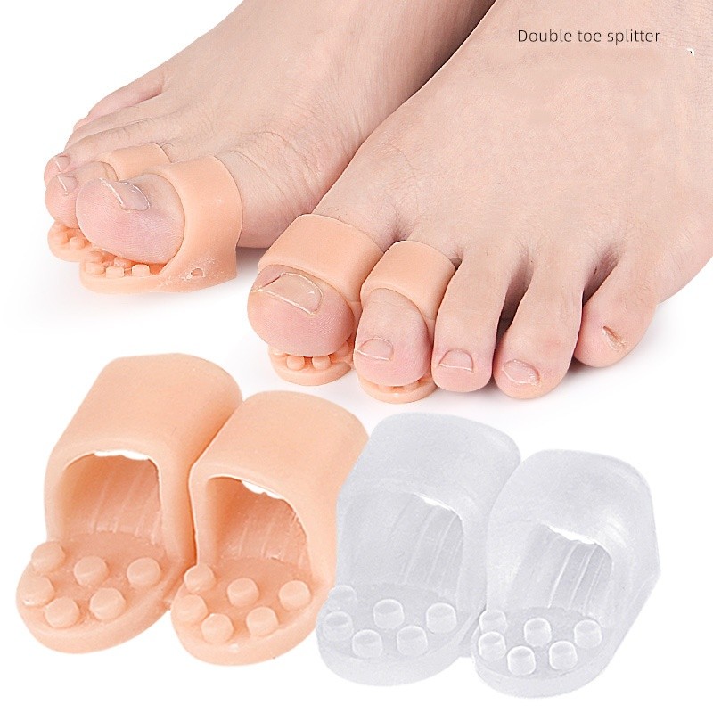 1pair Forefoot Pad Double-hole Toe Divider Toe Bending Orthosis Hammer ...