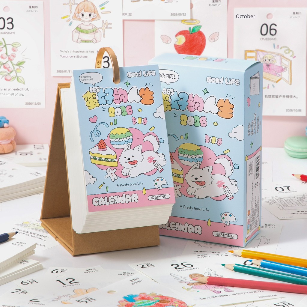 2026 calendar calendar 2026 2026 good life coloring 365 days desktop desk calendar decoration ...