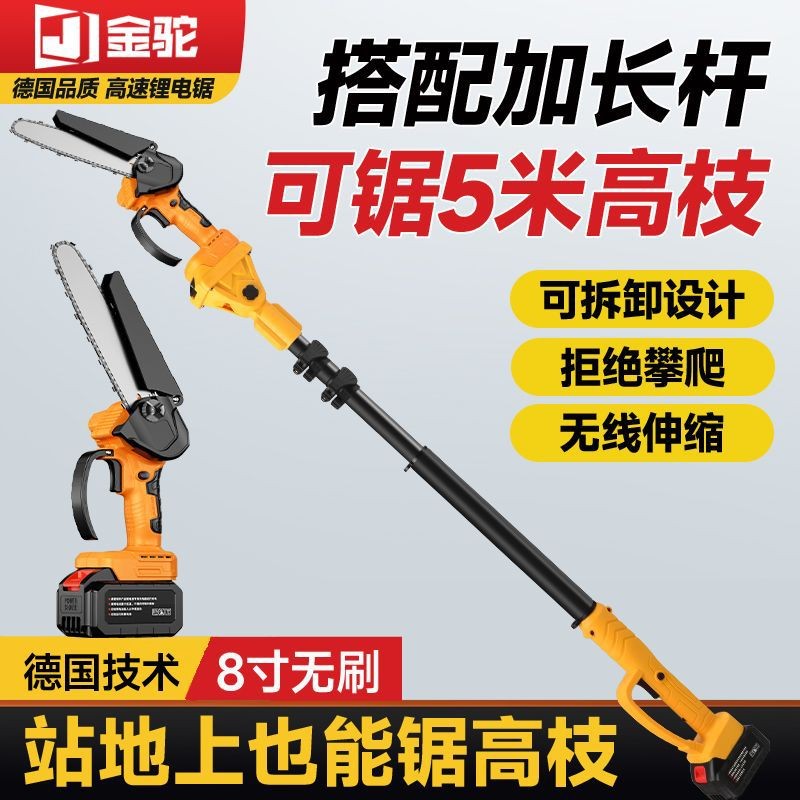 Electric High Branch Saw with Extended Telescopic Rod, Cordless Lithium ...