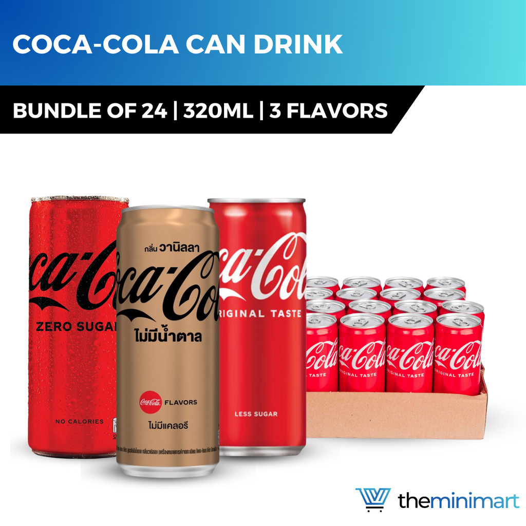 [Bundle of 24] Coca-Cola Coke Can Drink 320ml – Original, Zero Sugar ...