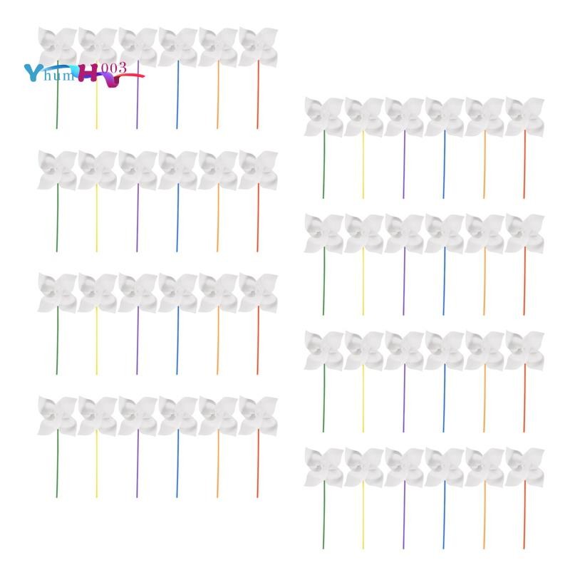 48 Pcs DIY Pinwheels Craft White Blank Paper Pinwheels Color Your Own ...