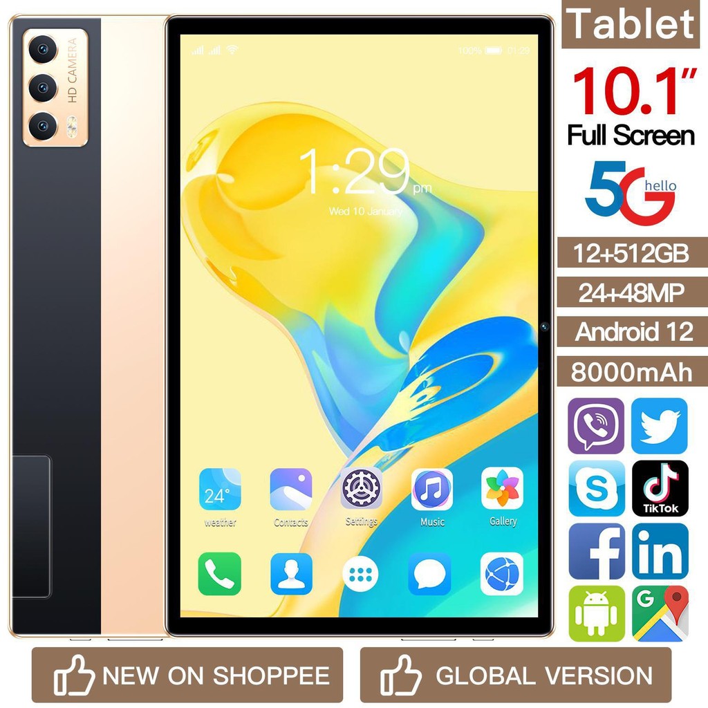 2025 The Latest Best Upgrade Tablet 10.1-inch 12 Core 5G/4G Dual WiFi ...