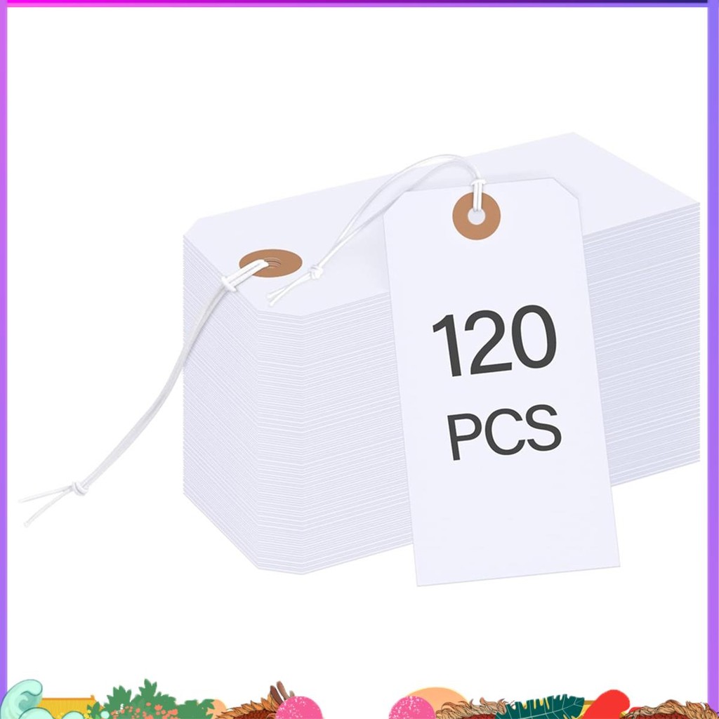 120 PCS Gift Tags with Elastic String, Blank Shipping Tags Large ...