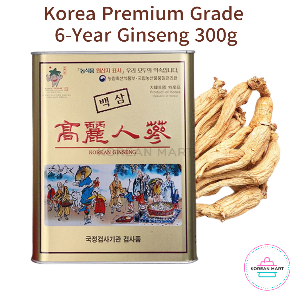 Korea Premium Grade 6Year Ginseng 300g / NongHyup Unpeeled Dried Korean ...