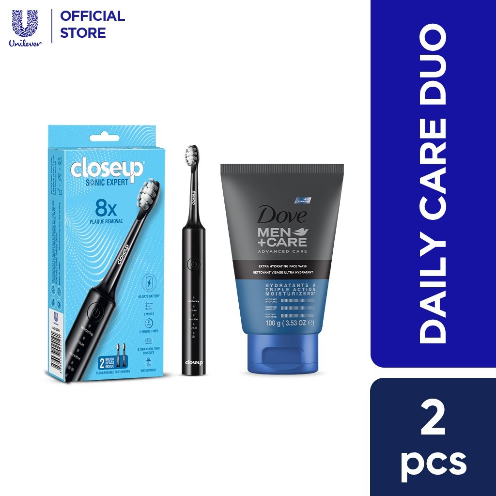 Close Up Sonic Expert Electric Toothbrush (Black) x Dove Men+Care Extra ...