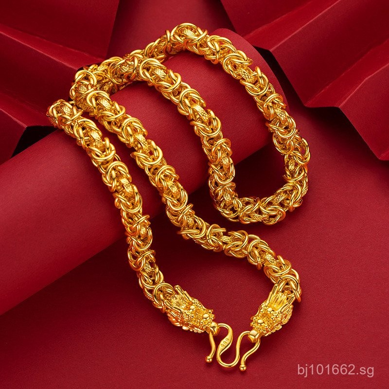 Gold-Plated Dragon Bone Necklace Chain Dragon Head Couple Chain Men and ...