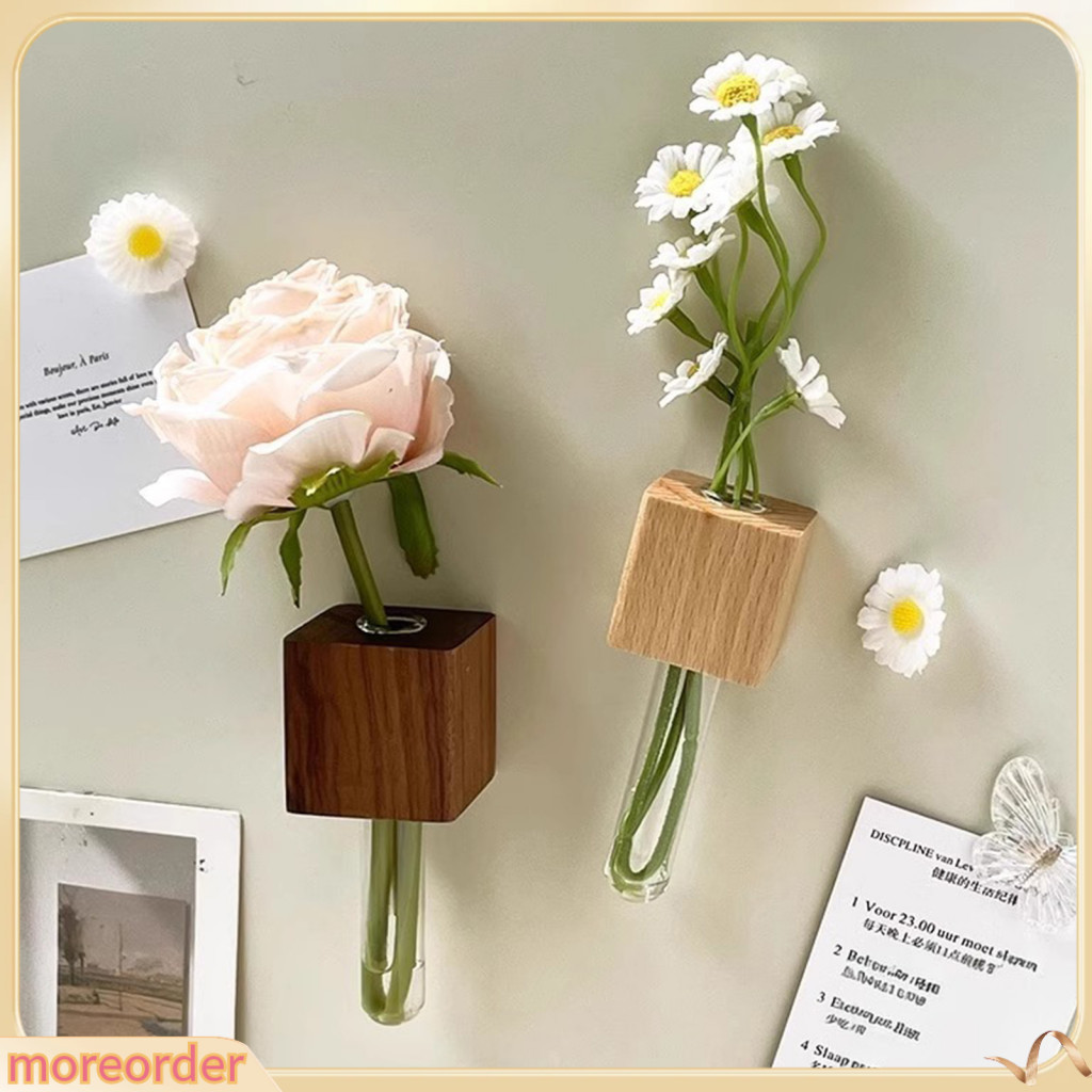 moreorders| Magnetic Flower Vase Wooden Test Tube Vase Mini Test Tube ...