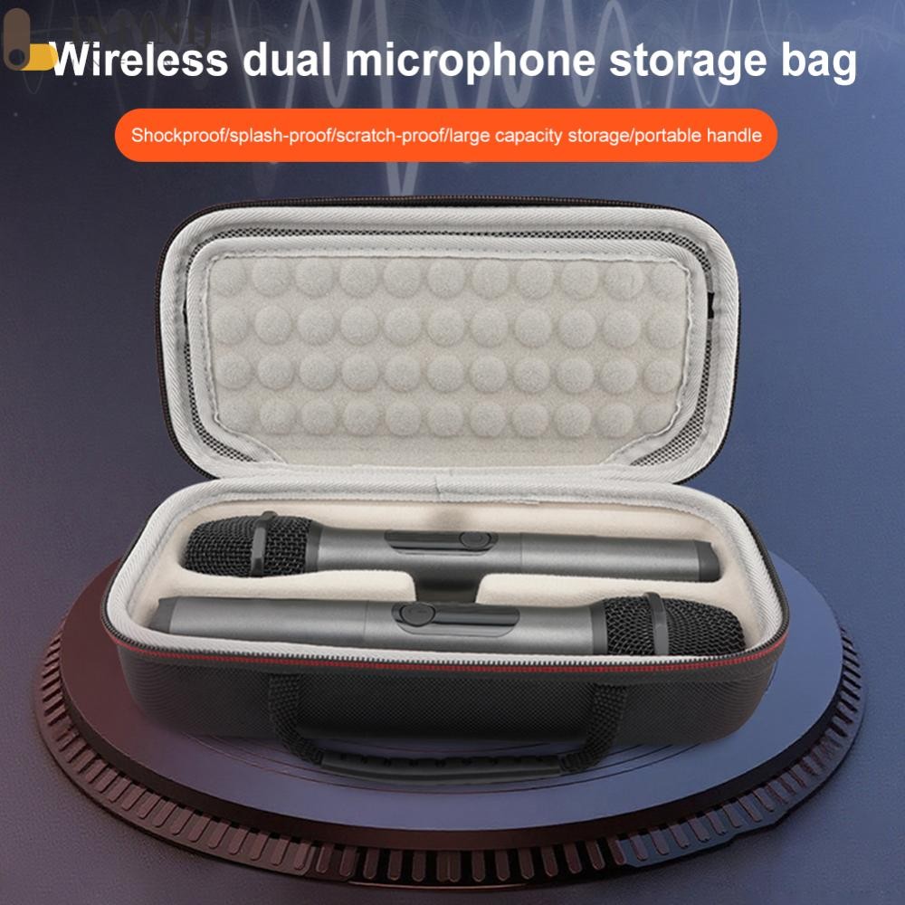 Wireless Microphone Case W/ Zipper EVA Hard Dual Wireless Mic Storage ...