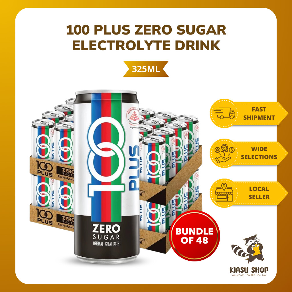 [Bundle of 48] 100 Plus Zero Sugar Isotonic Drink 325ml – Electrolyte, Hydration Boost, Energy ...
