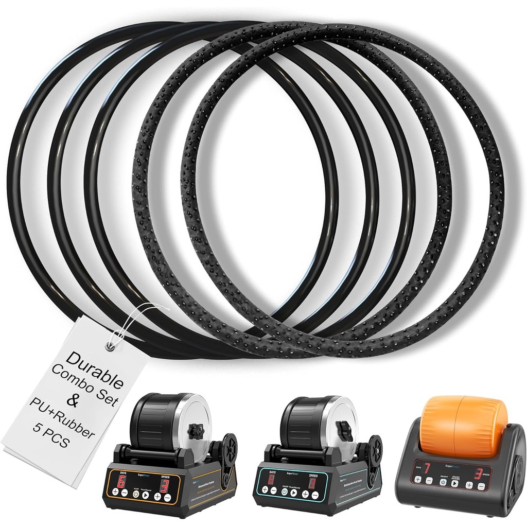 Official KomeStone Rock Tumbler Belt Replacement 5-Pack for K1, K1 Pro, K3 – 2 Unbreakable PU ...