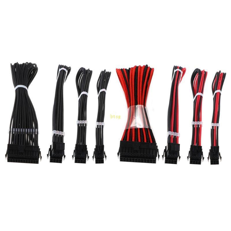 btsg Braided ATX Sleeved Cable Extension Kit for Power Supply Cable Kit ...