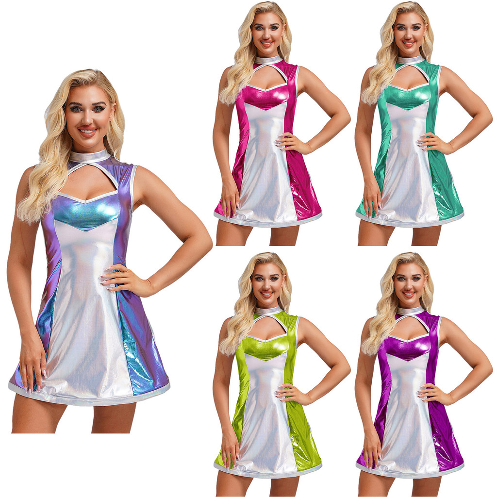 inhzoy Womens Space Fighter Alien Dress-up Costume Mock Neck Sleeveless ...