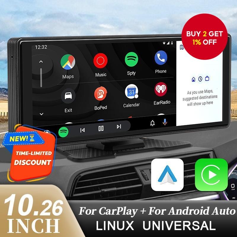 10.26 Portable Touchscreen Wireless Car Video Player for Apple CarPlay ...