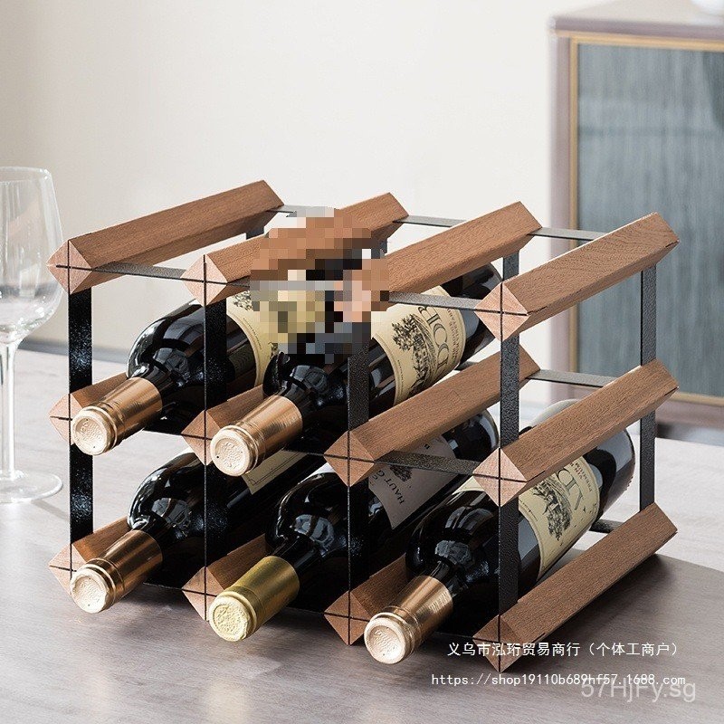Storage Rack Grid Wine Cabinet Solid Wood Wine Bottle Rack Light Luxury ...