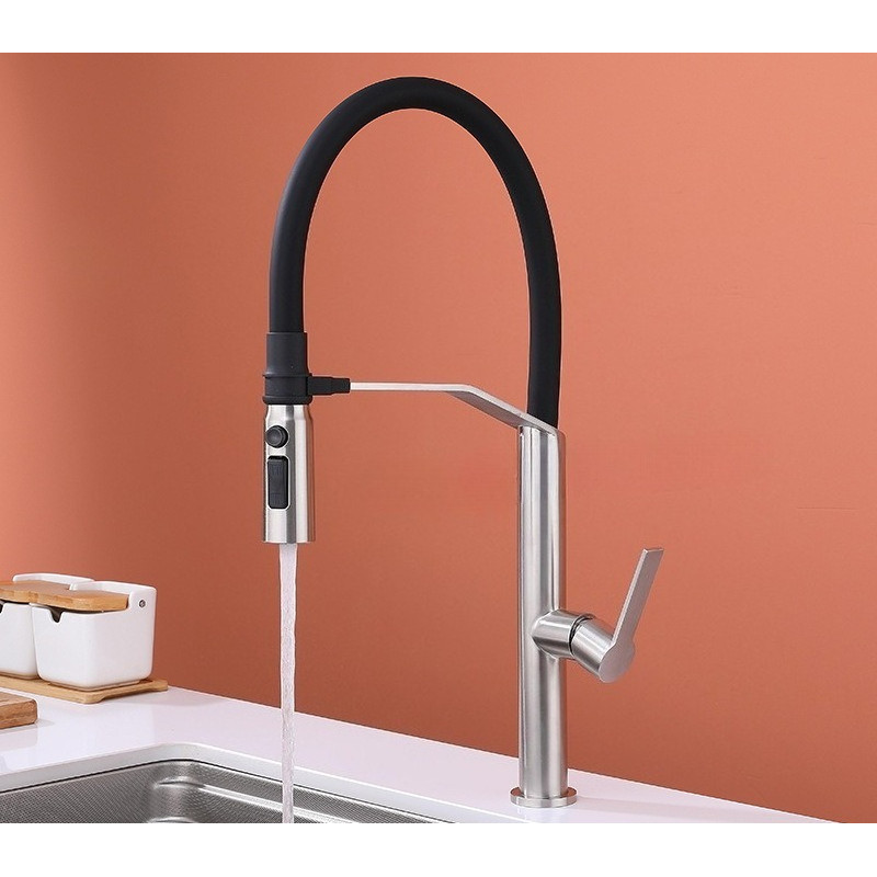 SUS304 Gun Gray Kitchen Faucet with Pull-Out Sink Cold Hot Washing Bowl ...