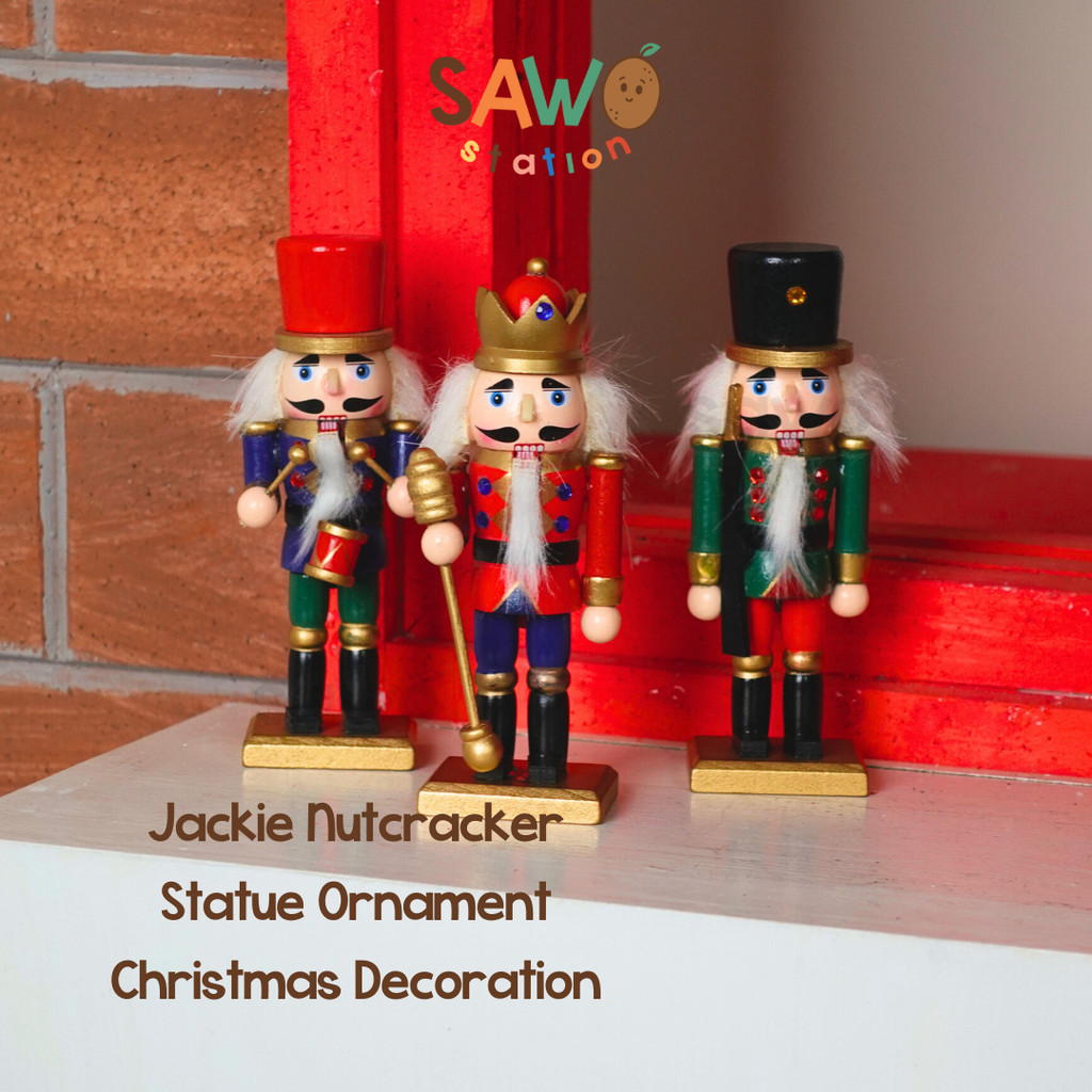 Set of 3 Jackie Nutcracker - Wooden Nutcracker Christmas Decorations ...