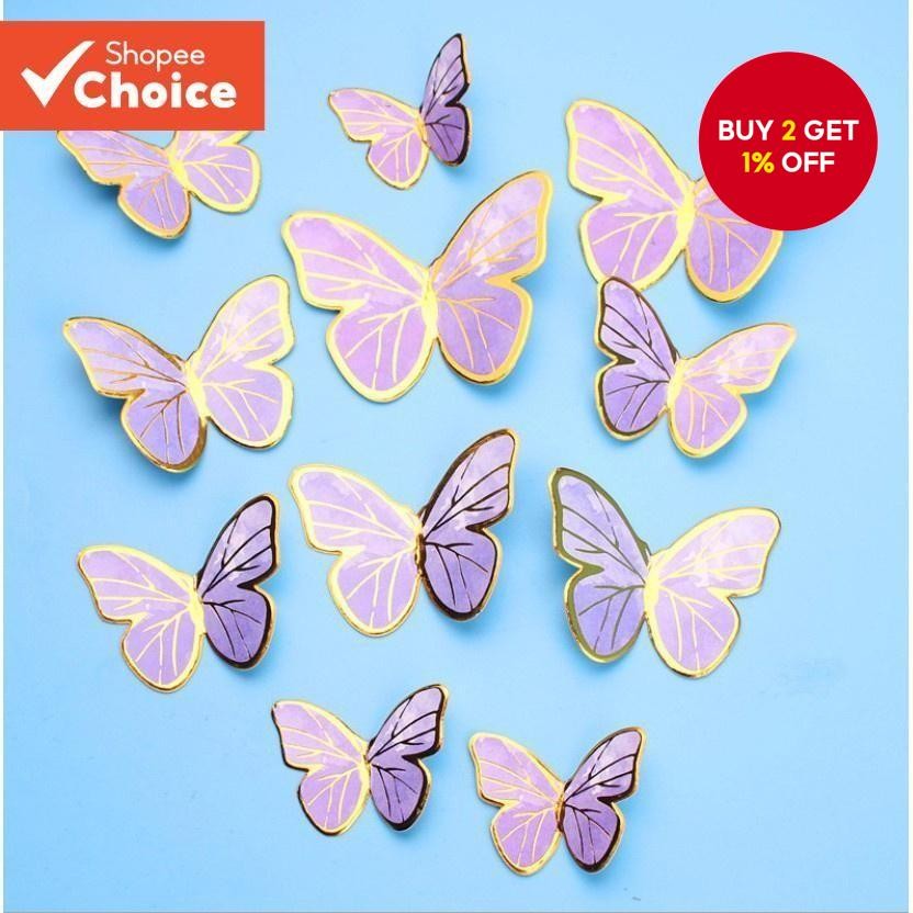 Set of 11PCS Butterfly Cake Topper Birthday Cake Decoration for Girls ...