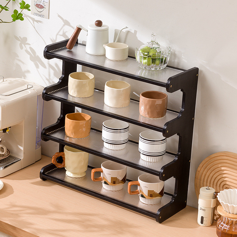 Solid Wood Cup Holder Dining Table Storage Rack Desktop Cup Storage ...