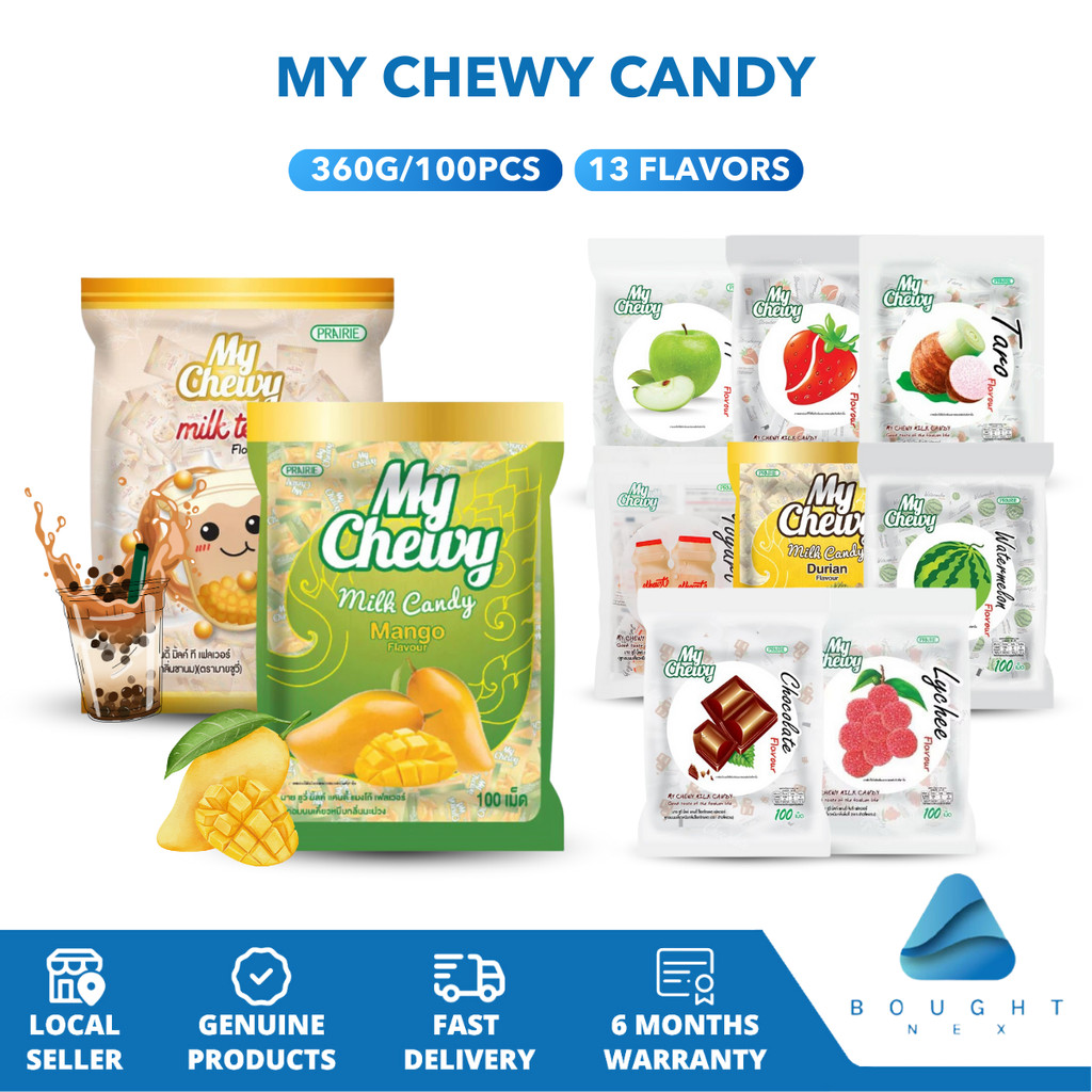 My Chewy Candy 360g 100pcs - Soft, Chewy, Assorted Flavors, Halal ...