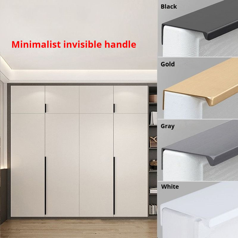 Invisible Pull Handle Black Ultra-Simple Wardrobe Door Handle Grey ...